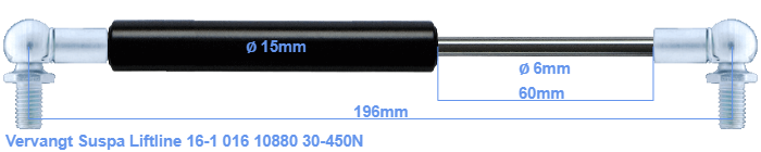 Vervanger voor Suspa Liftline 16-1 016 10880 30-450N - Gasveerwinkel.nl